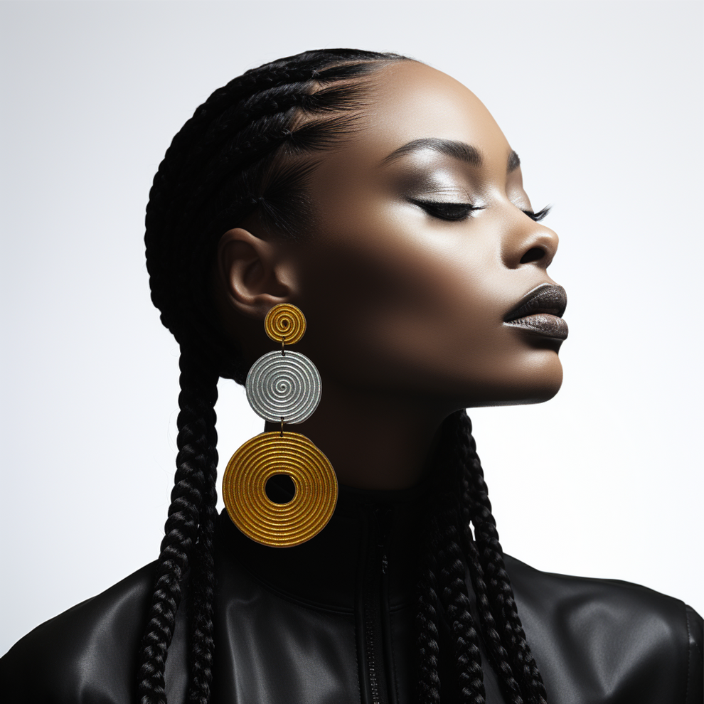 African Spiral Circle Earrings / Gold+Silver | Elevate Your Style ...