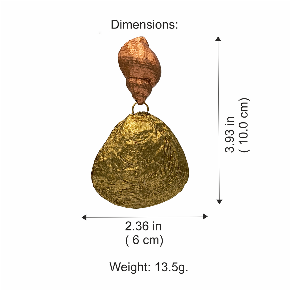 Extra lightweight Gold and Copper Shell African Dangle Big Earrings ...