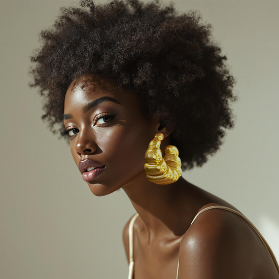 Gold African Big Hoop Statement Designer Earrings Old Money – Tarja Jewelry